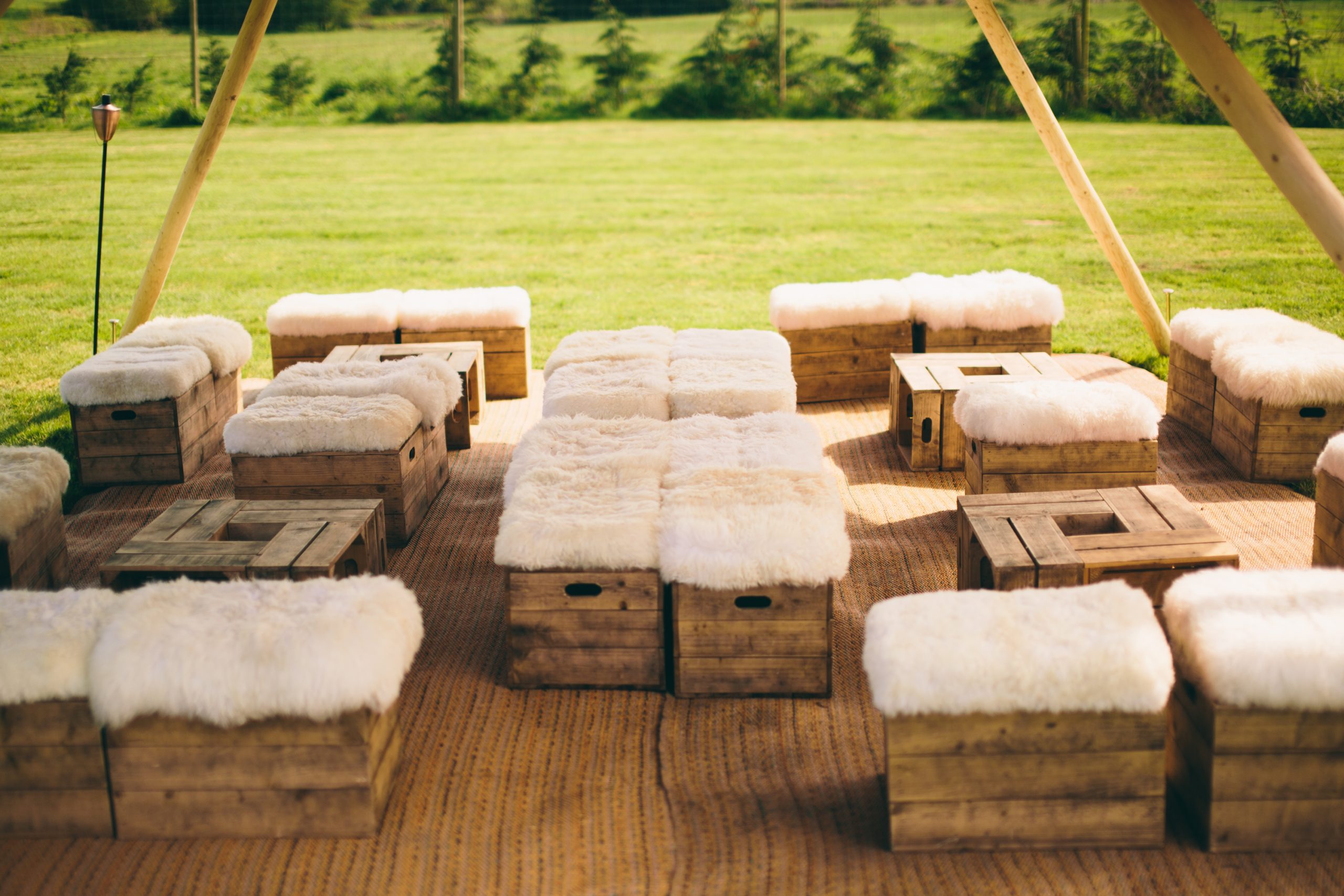 Rustic Lounge Sheepskin Crate Stools - Love Vintage Furniture - For ...
